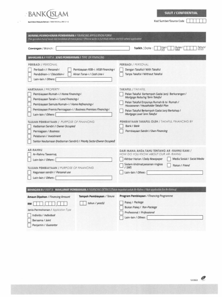 Bank Islam Application Form - New 23 | PDF