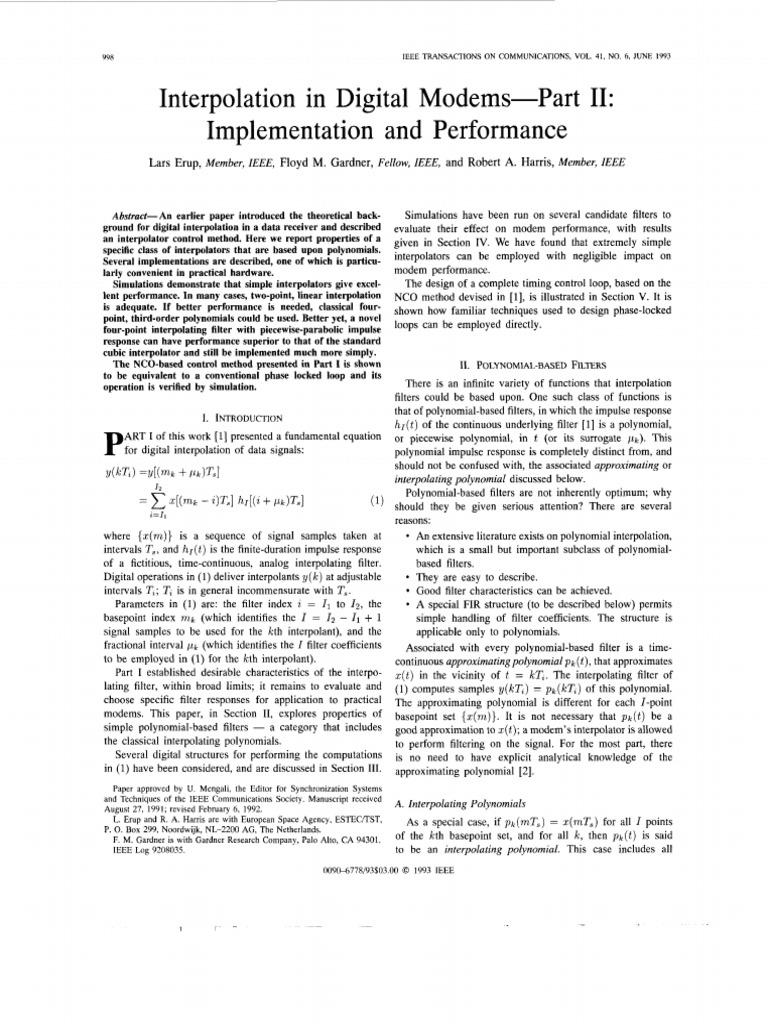 Digital Modem Interpolation Techniques | PDF