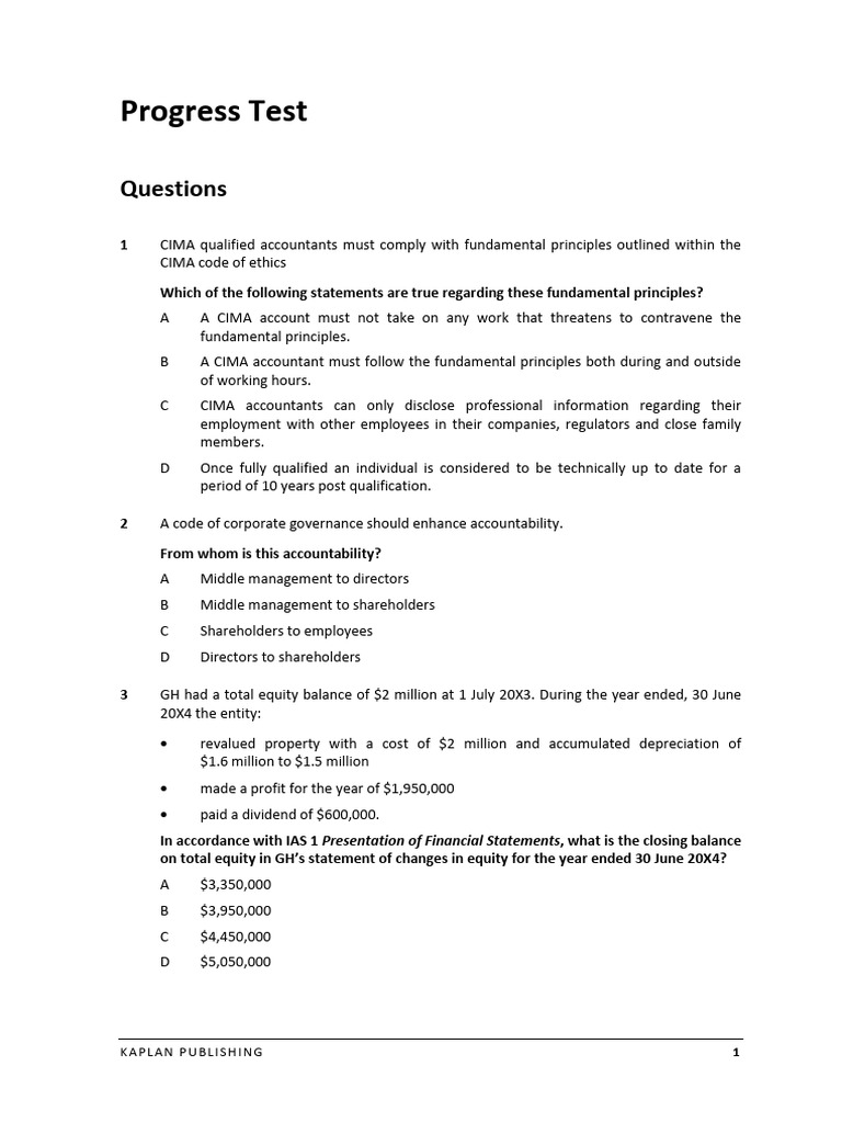 F1 Progress Test Questions | PDF