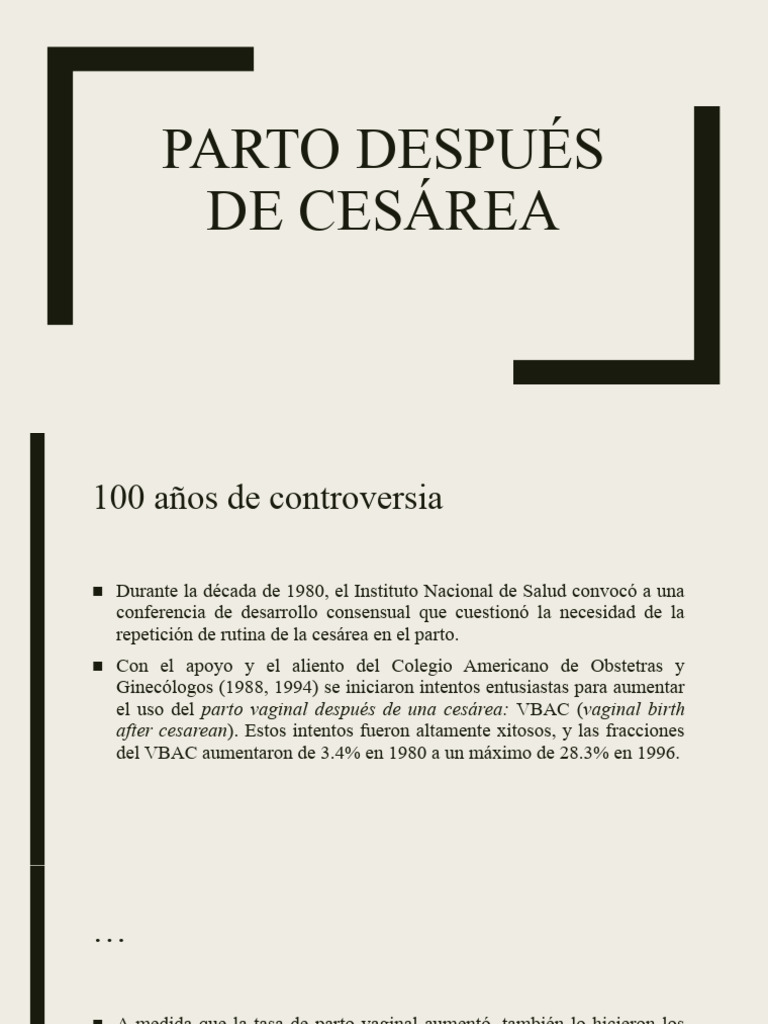 Parto Después de Cesárea | PDF | Parto | Seccion de cesárea