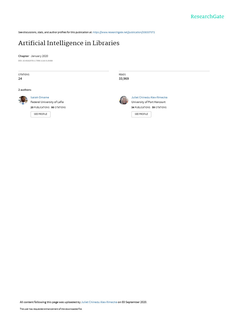 Artificial Intelligence in Libraries | PDF