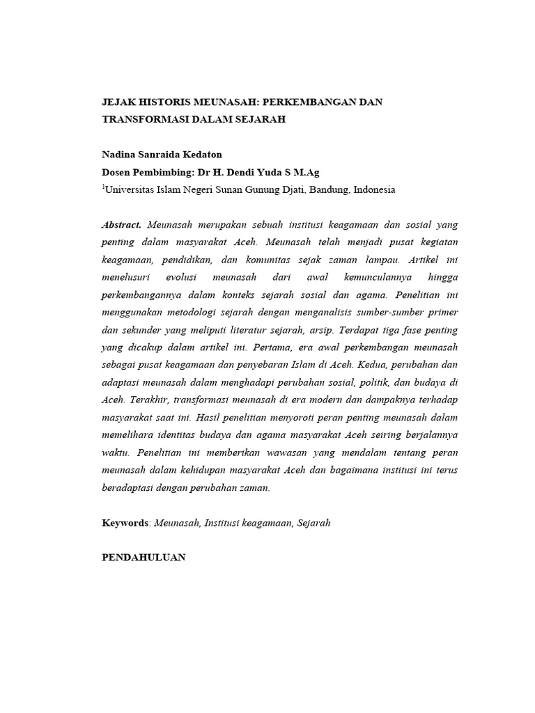 Sejarah Meunasah | PDF | Sejarah | Agama & Spiritualitas