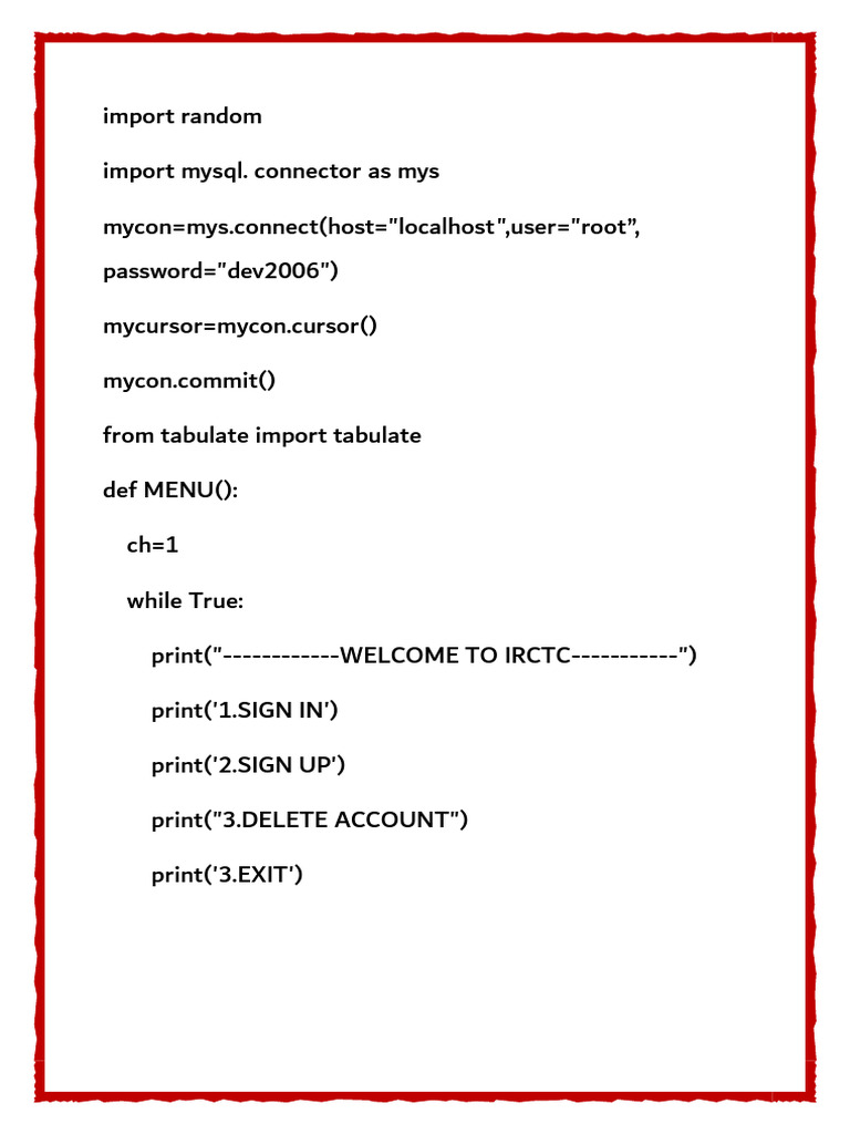 CS Railway Managemnet Project Class 12 | PDF