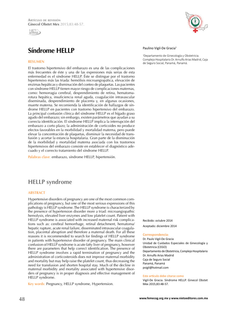 Sindrome HELLP | PDF | Seccion de cesárea | Parto