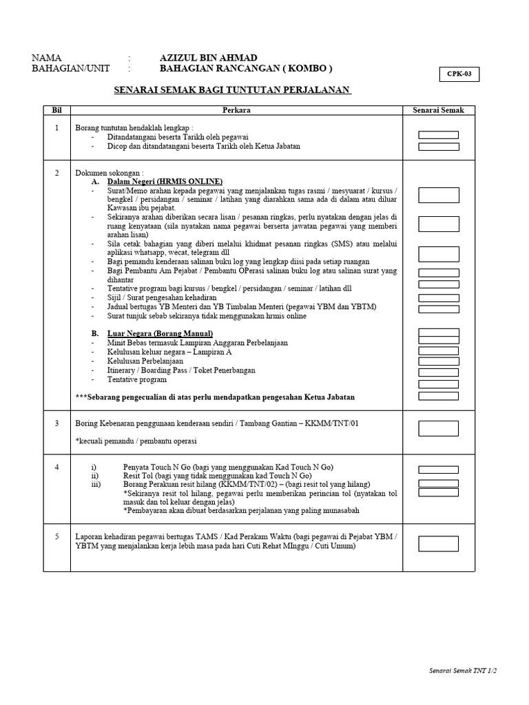 Borang CPK-03 (Ep) | PDF