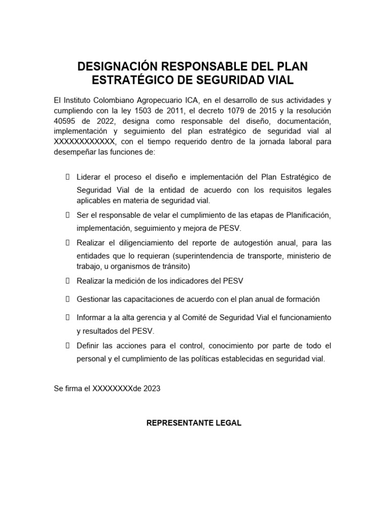 Designaci n Responsable Pesv PDF