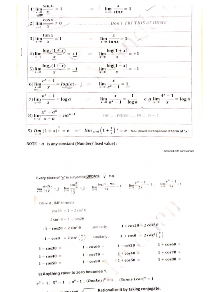 Limit Basic Formulas | PDF