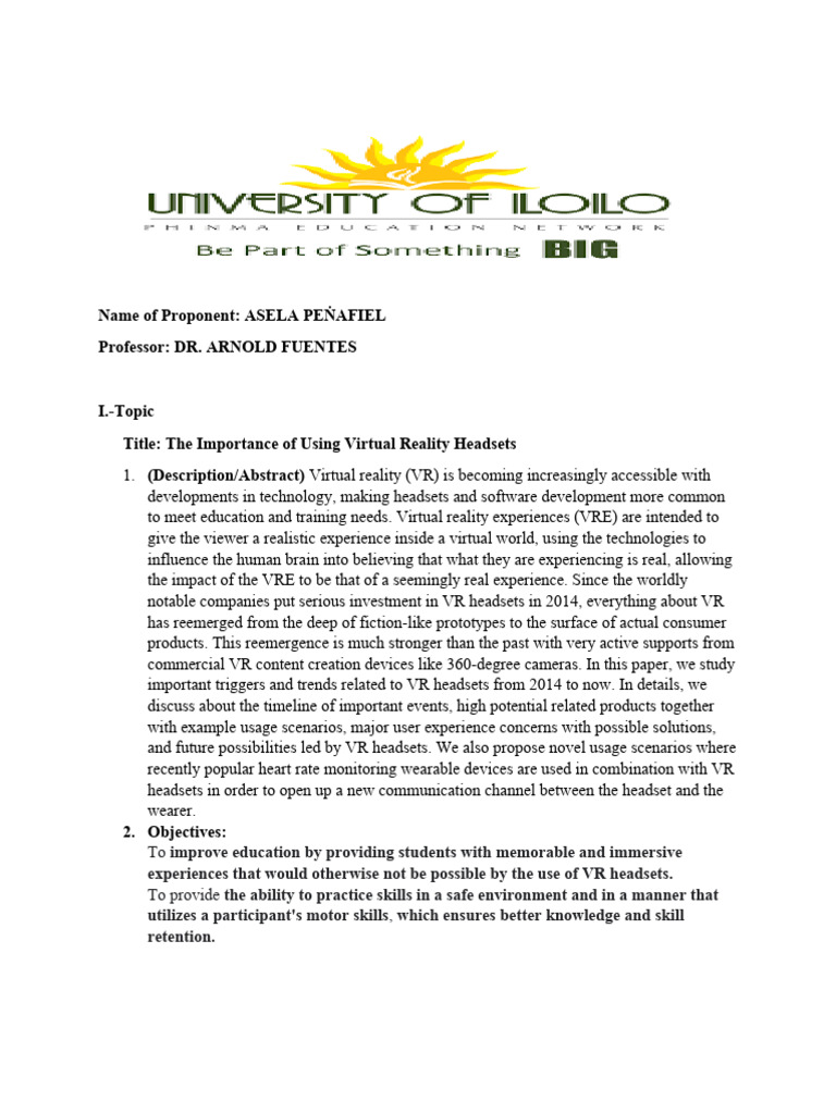 Micro Journal | PDF | Virtual Reality | Experience