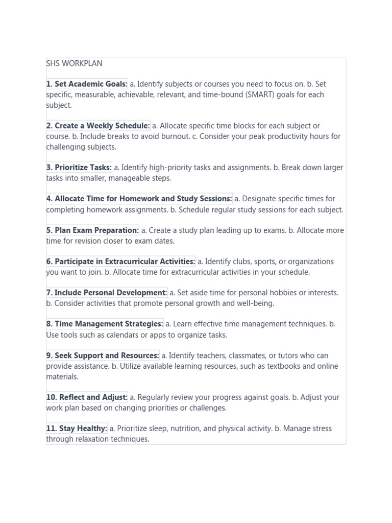 Workplan in English | PDF