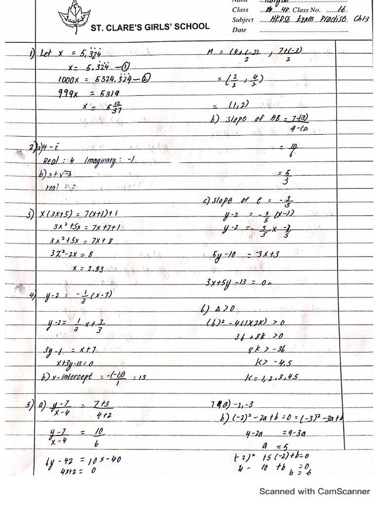 4D Special Vocation Math Work HW2 | PDF
