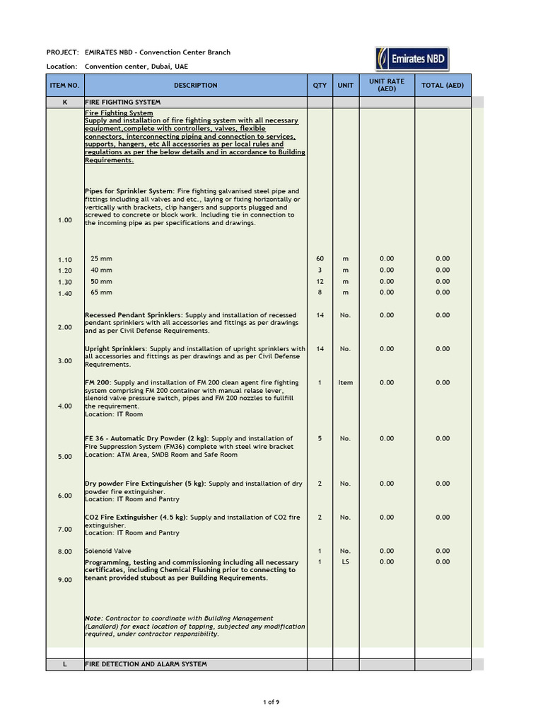 CCC MEP BOQ | PDF | Electrical Wiring | Fire Sprinkler System
