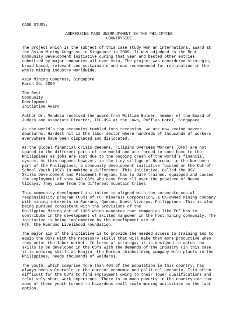 Case Study | PDF | Unemployment | Employment