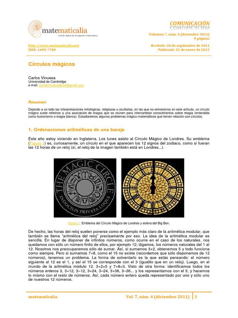 circulos magicos | PDF | Jugando a las cartas | Matemáticas