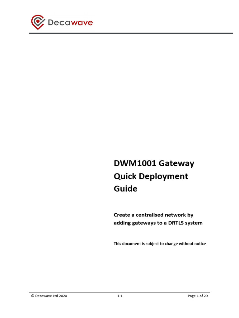 DWM1001 Gateway Quick Deployment Guide | PDF | Computer Network ...