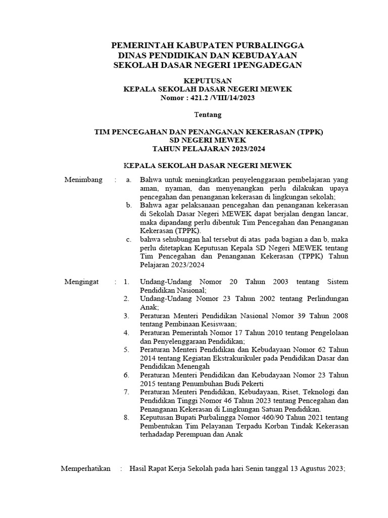 Contoh SK TPPK | PDF