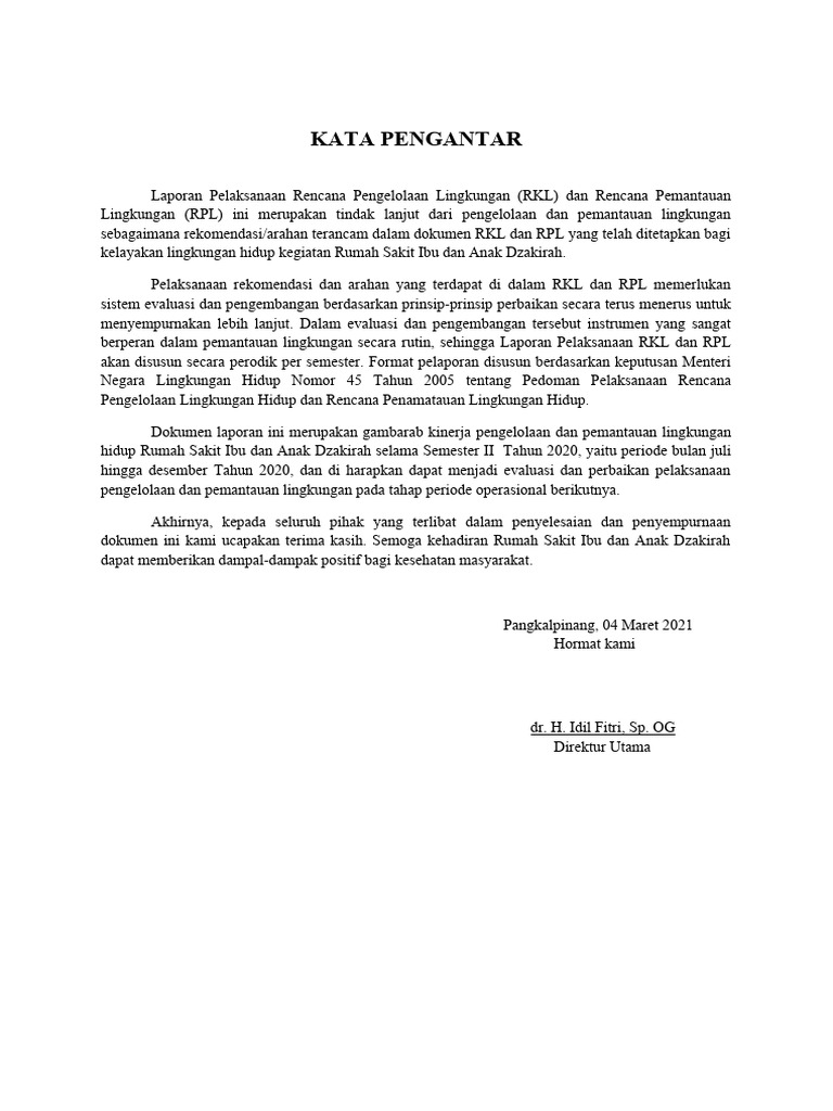 Kata Pengantar RKL Dan RPL 2020 | PDF