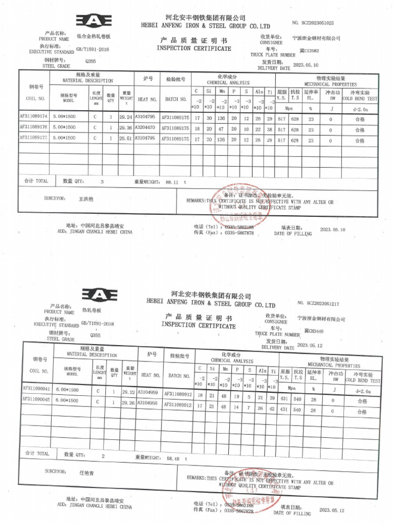 Mill Certificate For Steel Plate | PDF