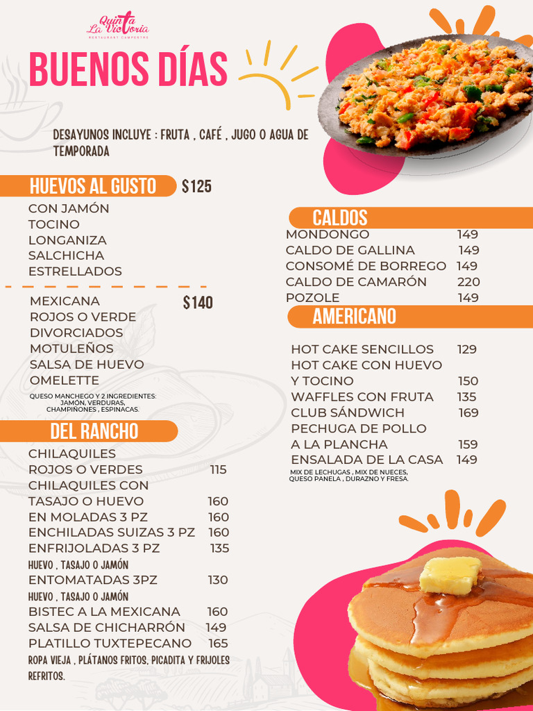 Carta Desayunos | PDF | Cocina mexicana | Alimentos