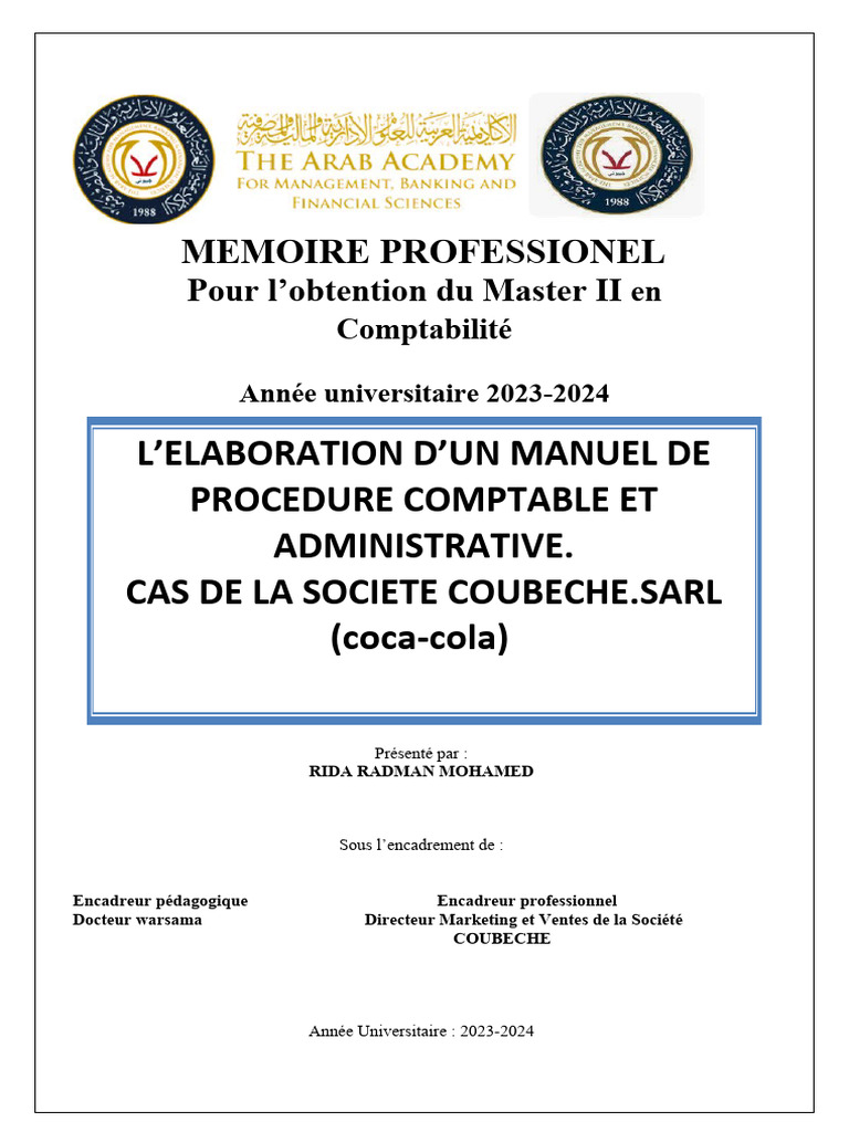 Manuel de procédures pour Coubeche SARL | PDF | Évolution de carrière ...