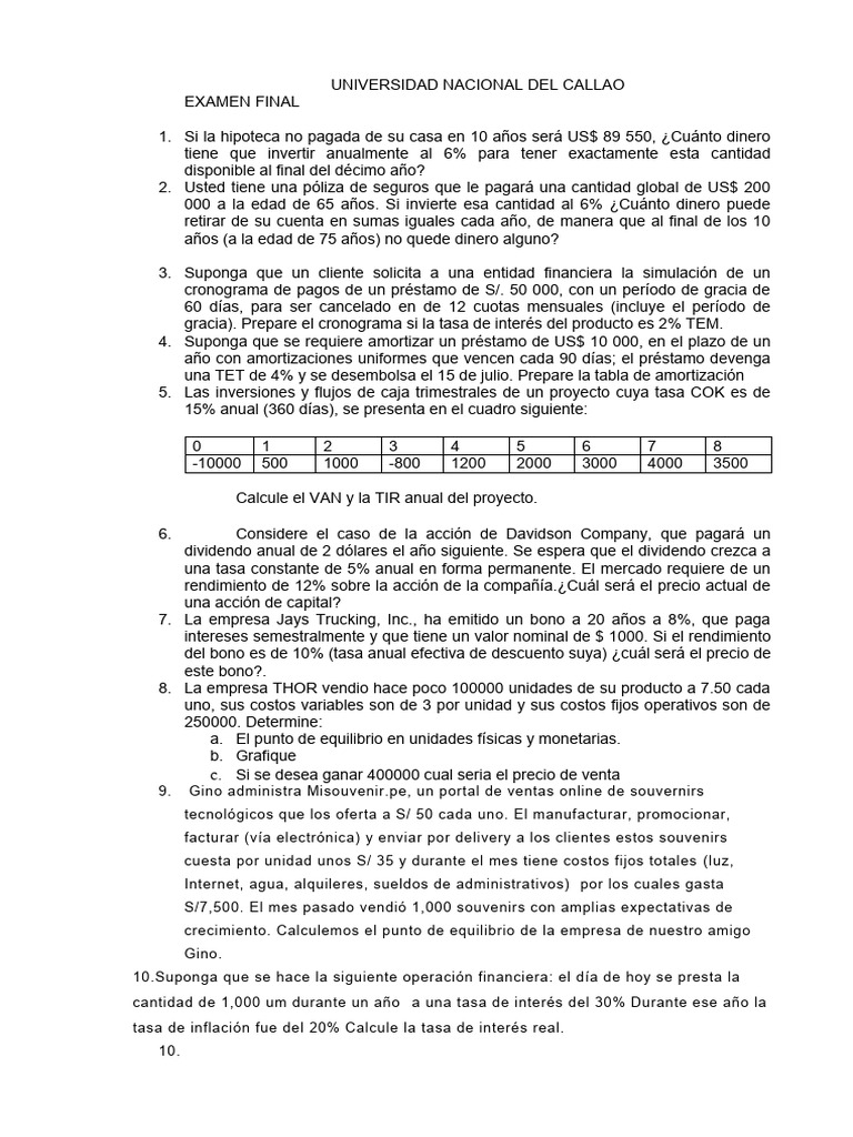EX FINAL Ing Economica | PDF | Negocios | Finanzas y dinero