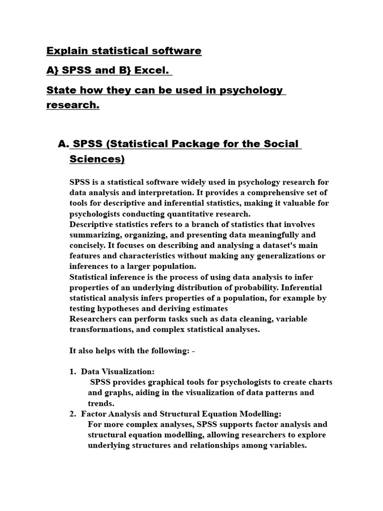 SPSS vs. Excel in Psychology Research | PDF | Art | Technology ...