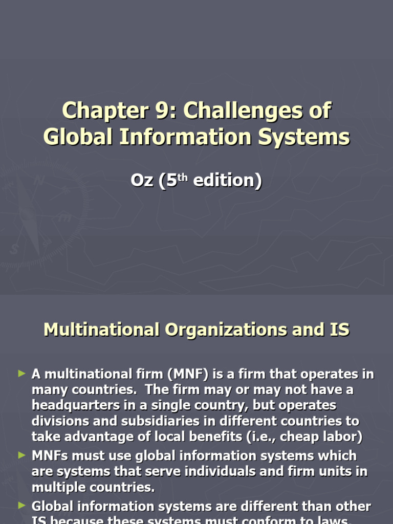 Module 9 Challenges of Global Information Systems | PDF | Business | Technology & Engineering
