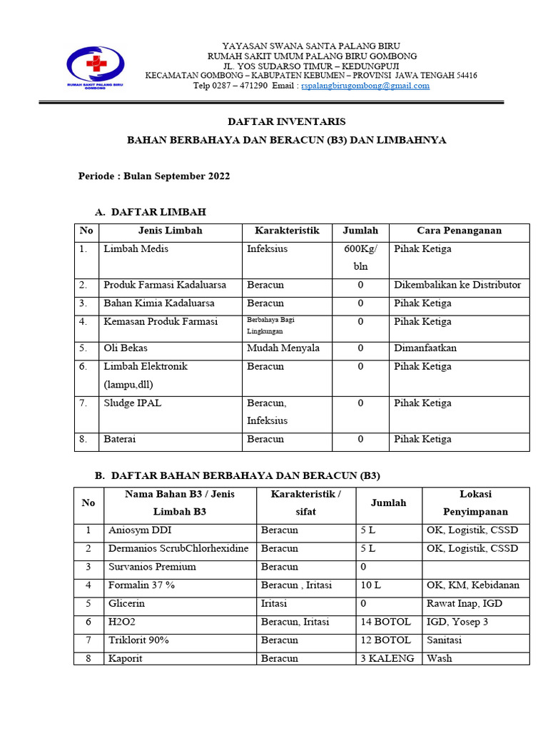 Daftar Inventaris B3 | PDF