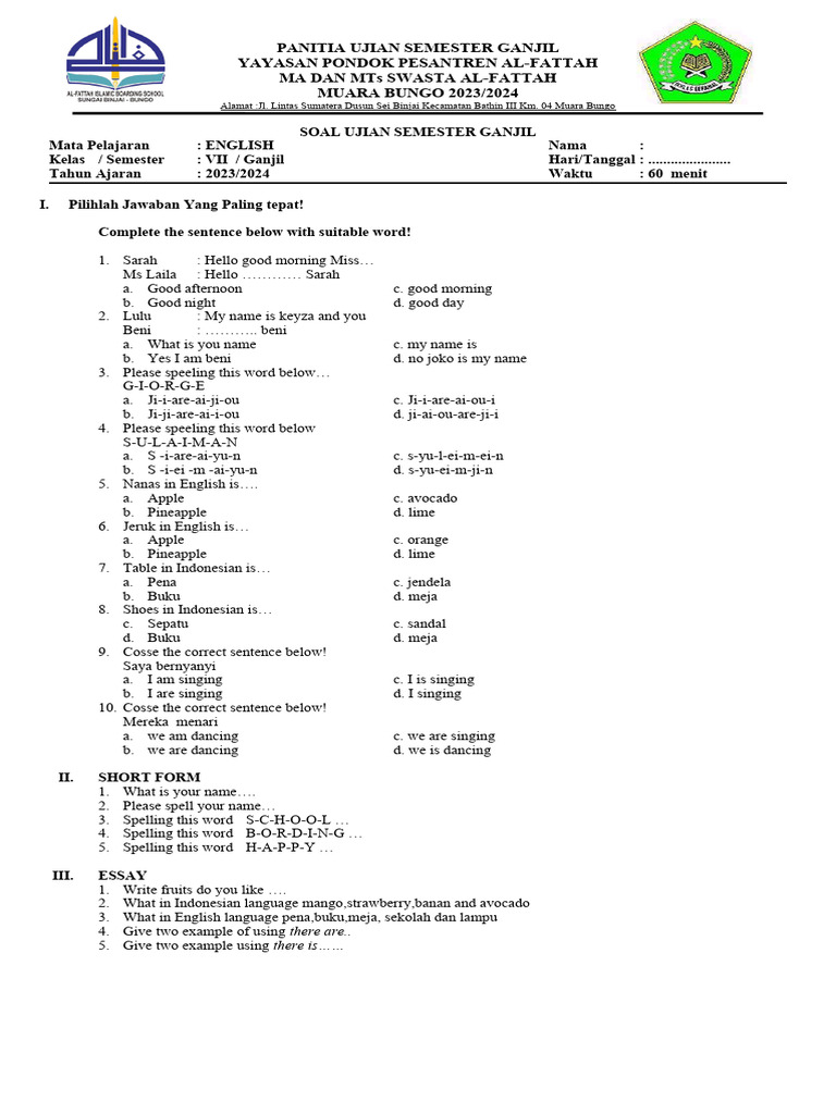 Kop Soal Ujian | PDF
