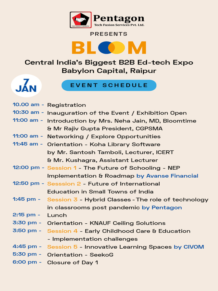 Bloom Event Schedule | PDF