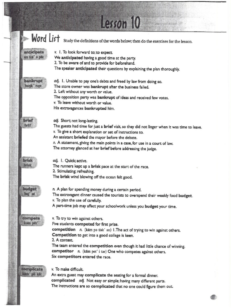 Wordly Wise Lesson 10 | PDF