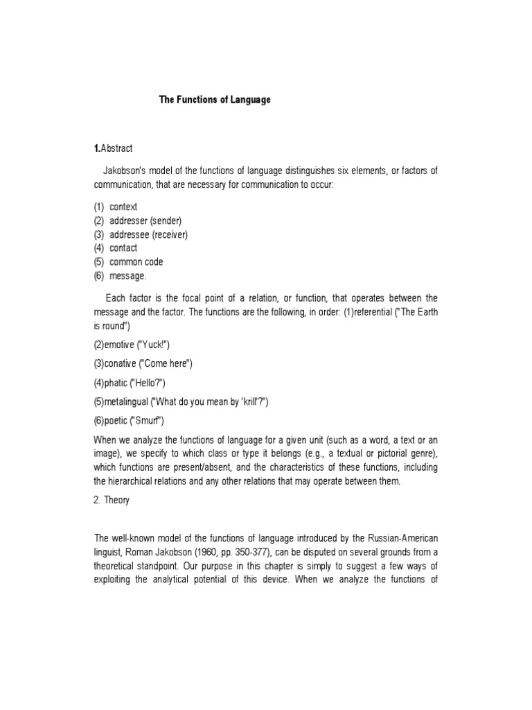 The Functions of Language | PDF | Poetry | Genre