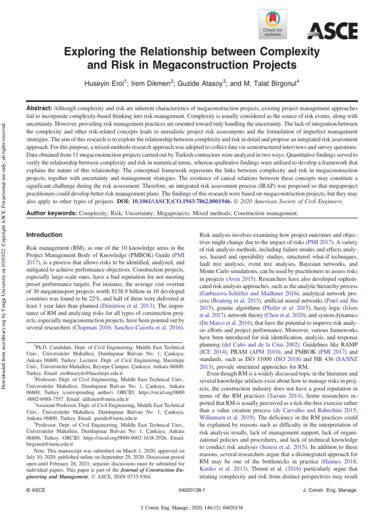 (Asce) Co 1943-7862 0001946 | PDF | Risk | Complexity