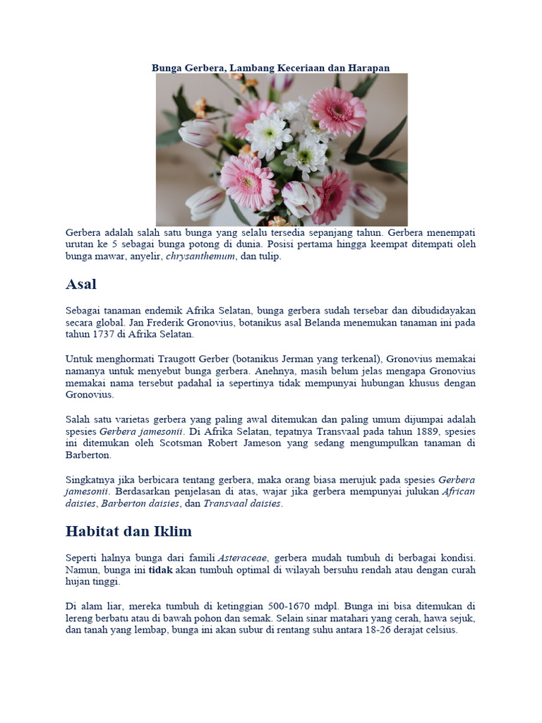 Bunga Gerbera (hERBAS) | PDF
