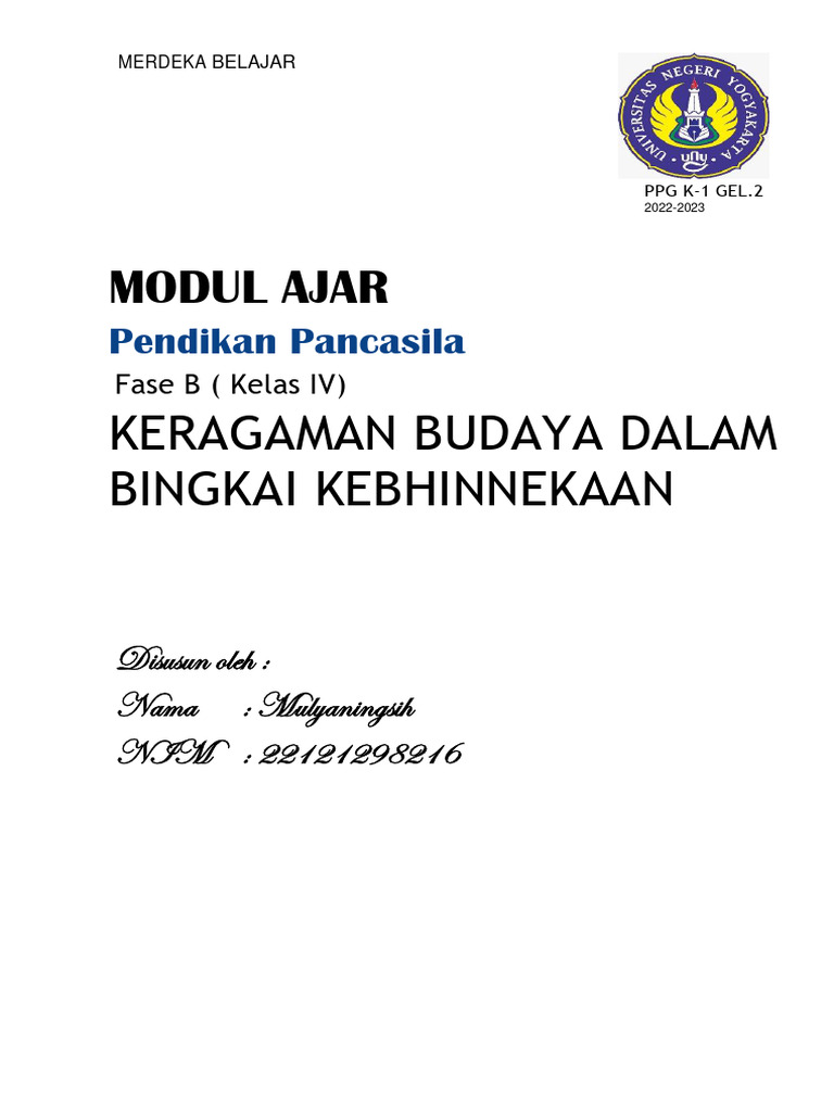 Modul Ajar: Keragaman Budaya Dalam Bingkai Kebhinnekaan | PDF