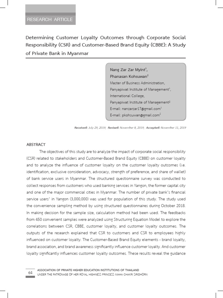 Customer Loyalty Outcomes Private Banks | PDF | Corporate Social ...