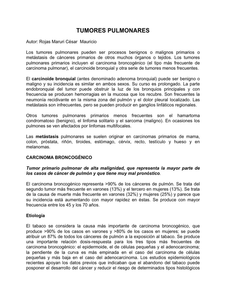 Tumores Pulmonares | PDF | Cáncer de pulmón | Cáncer
