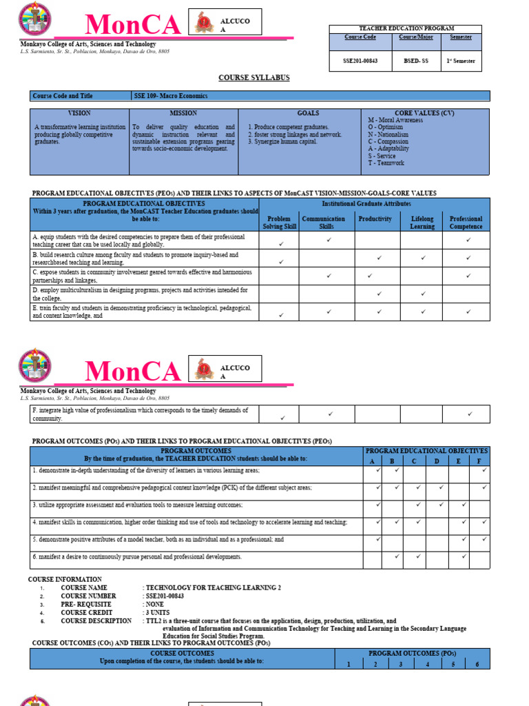 GROUP 3 SYLLABUS - Technology For Teaching and Learning 2 SY 2023-2024 ...