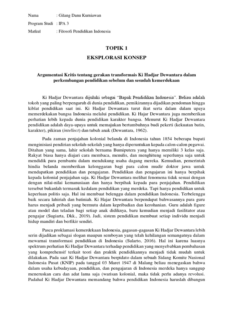 TOPIK 1 EKSPLORASI KONSEP Gilang Danu K | PDF