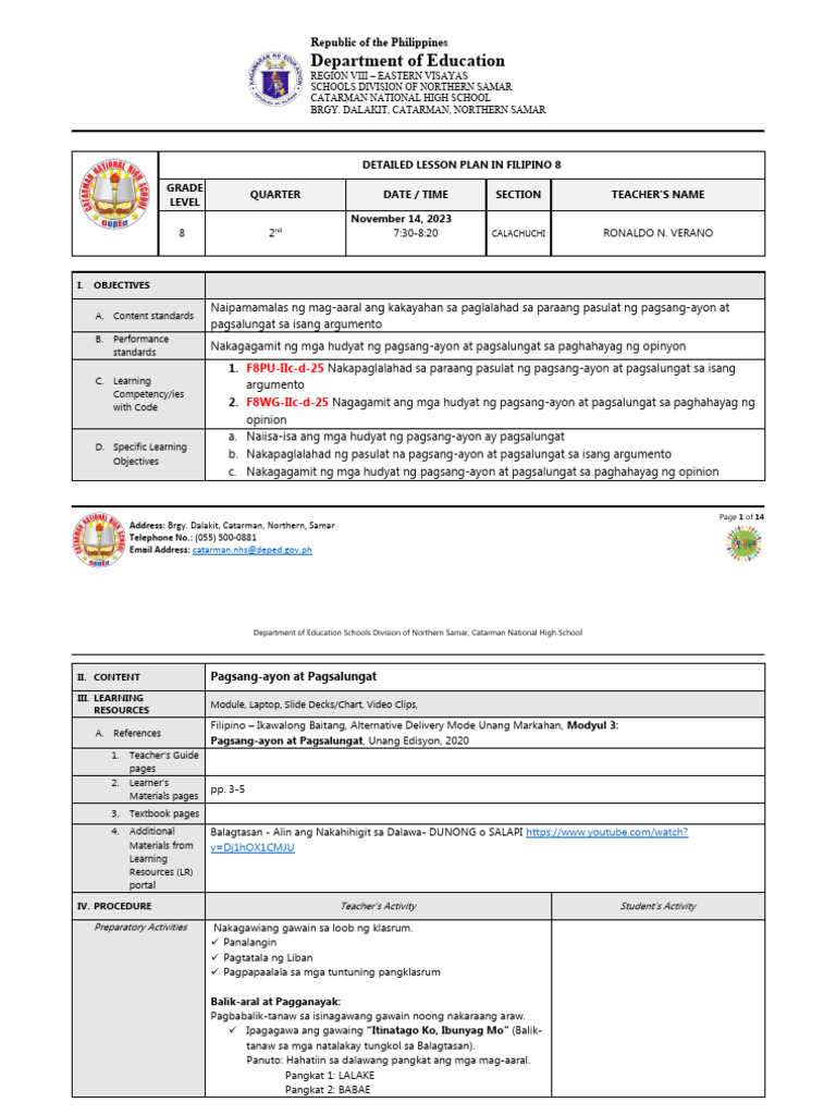 4as DETAILED Lesson Plan Template Final | PDF