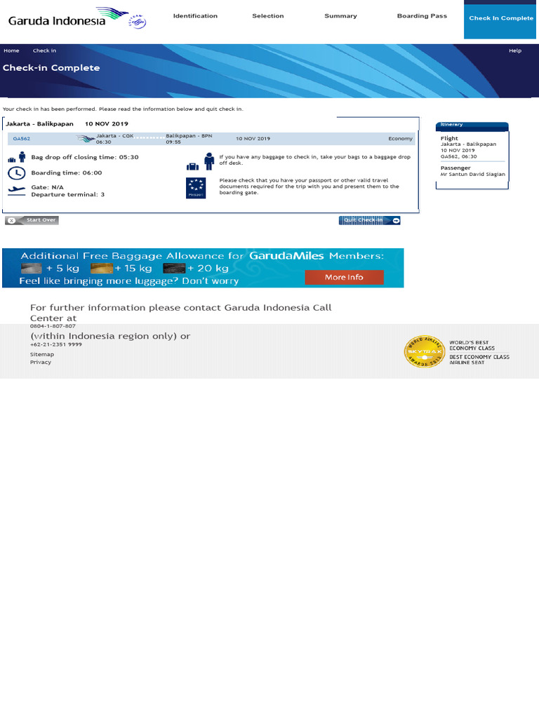 Garuda Indonesia Internet Check in | PDF