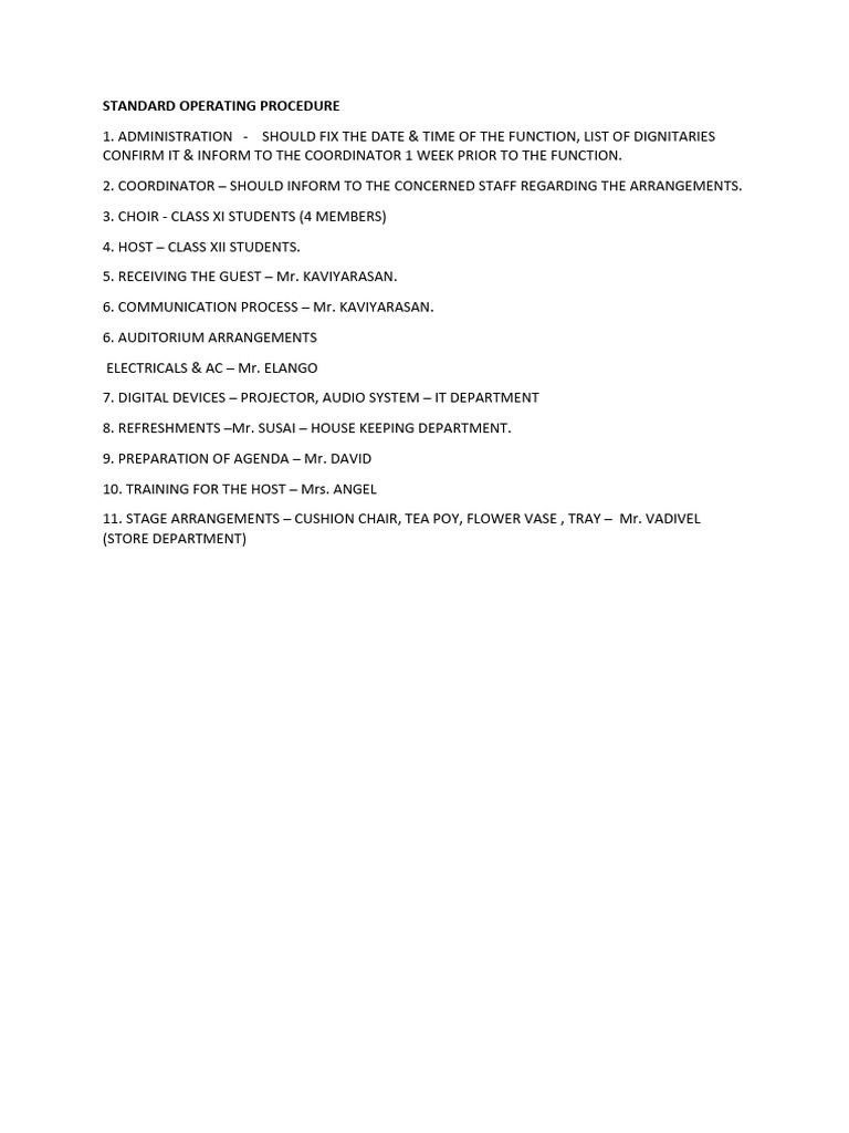 Standard Operating Procedure | PDF
