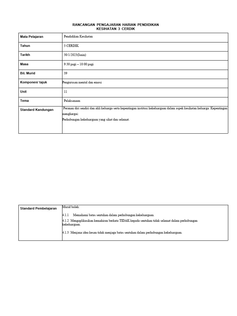 RPH M4 Tahun 3 PK | PDF