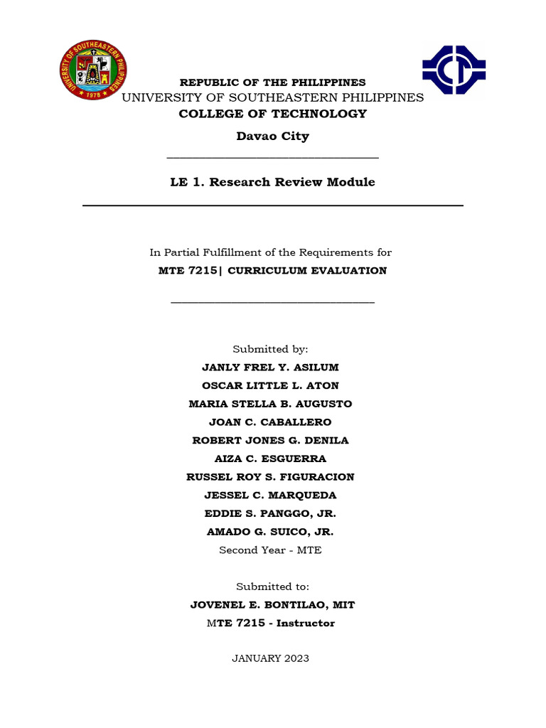 Le1. Curriculum Evaluation Compilation | PDF | Art
