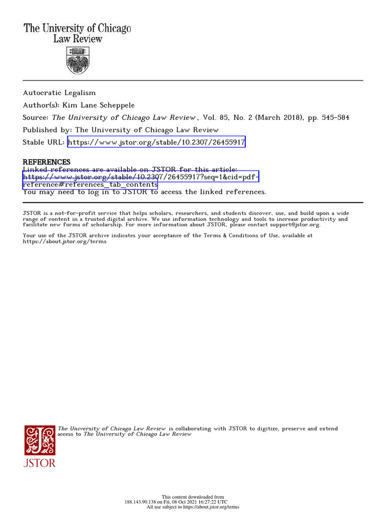 Lane Scheppele, Kim Autocratic Legalism | PDF
