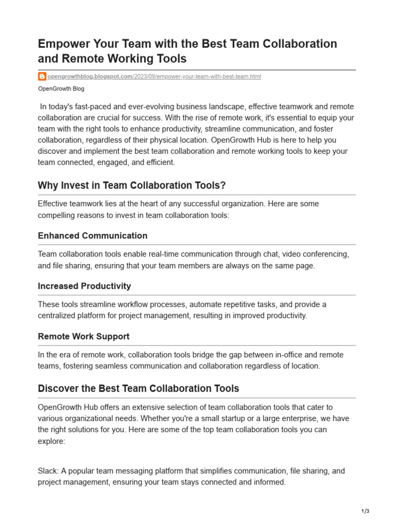 Empower Your Team With The Best Team Collaboration and Remote Working ... Empower Your Team With The Best Team Collaboration and Remote Working ...