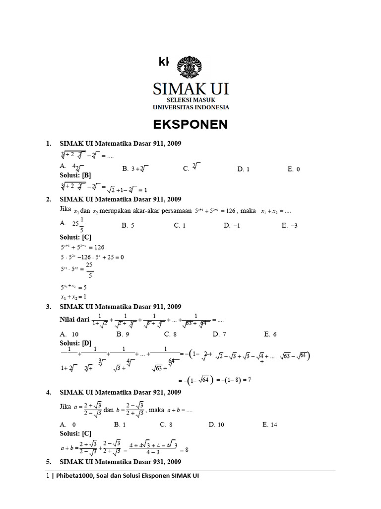 1 Eksponen Simak Ui | PDF