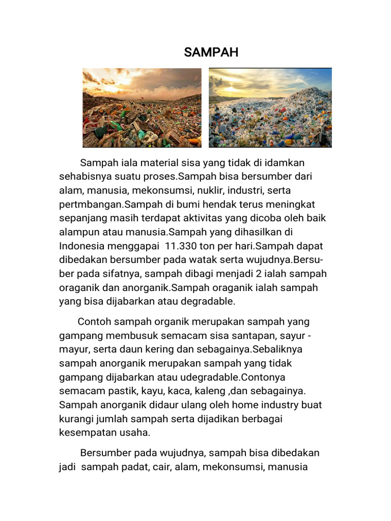 Tugas B.indonesia - Contoh Teks LHO Sampah | PDF