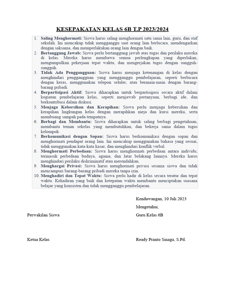 Kesepakatan Kelas 6b Tp 2024 Pdf