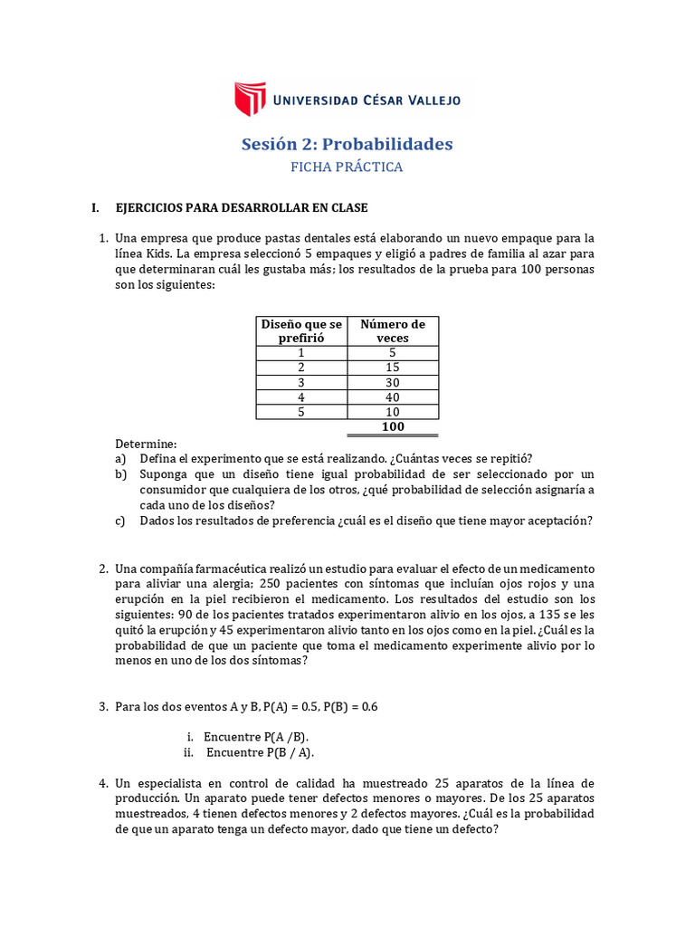 Ficha de Ejercicios - Probabilidades | PDF