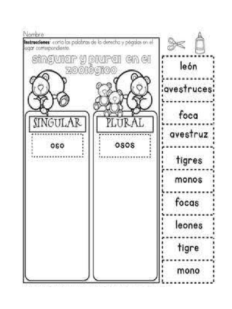 Actividades de PLURAL Y SINGULAR | PDF